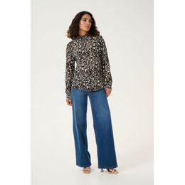 Kaffe Langarm-Bluse KAamber Regular fit in Black/ElefantS. GraphicFlower | Gr.: 44