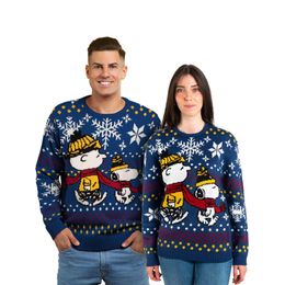The Peanuts Snoopy Winterpullover Winter Strick Pullover Ugly Sweater in blau | Gr.: S