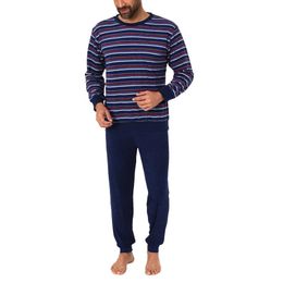Normann Frottee Pyjama langarm Schlafanzug B&uuml;ndchen Streifen - 49582 in marine | Gr.: 58