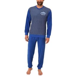 Normann Frottee Pyjama langarm Schlafanzug B&uuml;ndchen - 49608 in marine | Gr.: 58