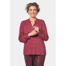 GOLDNER Jerseybluse Jerseybluse mit modischen Smok-Details in teerose / gemustert | Gr.: 38