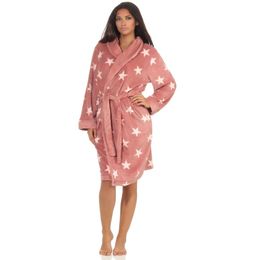 Normann Bademantel Sterne Morgenmantel Coralfleece - 51266 in rosa | Gr.: 40-42