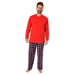 Normann Schlafanzug lang Pyjama FlanellHose Karo - 75019 in rot | Gr.: 48
