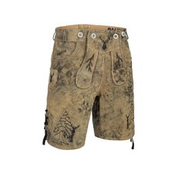 PAULGOS Lederhose Kurz Echtleder HK5 ANTIK in Krokodilgr&uuml;n | Gr.: 46