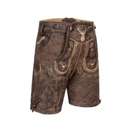 PAULGOS Lederhose Kurz Echtleder KK2 ANTIK in Schokobraun | Gr.: 122/128