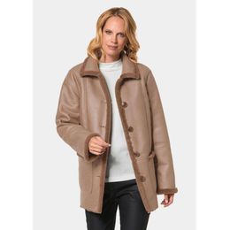 GOLDNER Kuschelige Longjacke in Lederoptik in milchkaffee | Gr.: 42