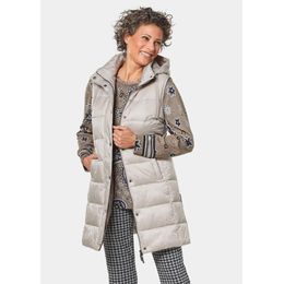 GOLDNER Elegante Kapuzenweste mit Ripsb&auml;ndern in hellbeige | Gr.: 48
