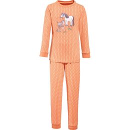 Erwin Müller Erwin Müller Single-Jersey Kinder-Schlafanzug in aprikot/weiß | Gr.: 98/104