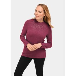 GOLDNER Strickshirt mit Glitzersteinen, Kragen in himbeere / melange | Gr.: 48