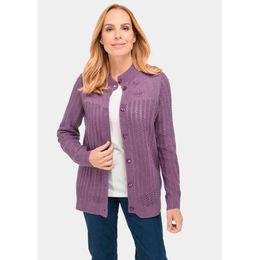 GOLDNER Strickjacke Ajourstrickjacke in hortensie / melange | Gr.: 44