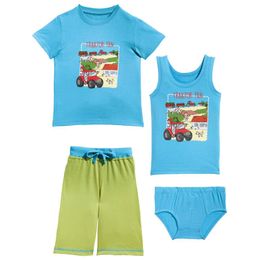 Erwin Müller Erwin Müller Single-Jersey Jungen-Wäsche-Set 4-tlg. in türkis/grün | Gr.: 110/116