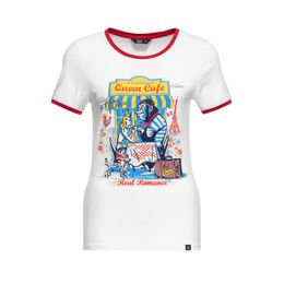 Queen Kerosin Ringer T-Shirt Real Romance in wei&szlig; | Gr.: L