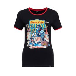 Queen Kerosin Ringer T-Shirt Real Romance in schwarz | Gr.: XS