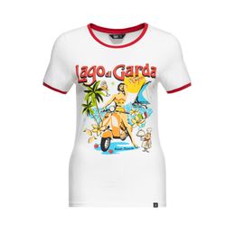 Queen Kerosin Ringer T-Shirt Lago di Garda in wei&szlig; | Gr.: XS