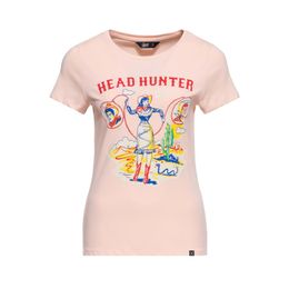 Queen Kerosin Print T-Shirt Head Hunter in rosa | Gr.: XXL
