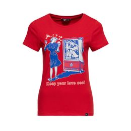 Queen Kerosin Print T-Shirt Keep Your Love Cool in rot | Gr.: S