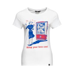 Queen Kerosin Print T-Shirt Keep Your Love Cool in wei&szlig; | Gr.: XS