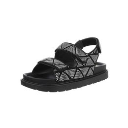 Ital-Design Sandale & Sandalette in Schwarz und Silber | Gr.: 38