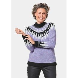 GOLDNER Pullover Norweger-Pullover mit wärmender Schurwolle in opalflieder / gemustert | Gr.: 44