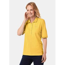 GOLDNER Kurzgr&ouml;&szlig;e: Baumwollshirt mit Glitzerstickerei in honig | Gr.: 22