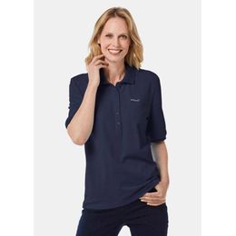 GOLDNER Kurzgr&ouml;&szlig;e: Baumwollshirt mit Glitzerstickerei in marine | Gr.: 21