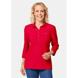 GOLDNER Baumwollshirt mit Glanzakzenten in mohnrot | Gr.: 52