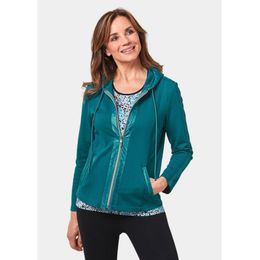 GOLDNER bequeme Freizeitjacke mit Kapuze in dunkelt&uuml;rkis | Gr.: 42
