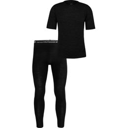 Normani Outdoor Sports Herren Merino-Set T-Shirt und Unterhose in Schwarz | Gr.: L