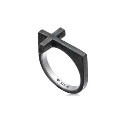 Kuzzoi Ring 925 Sterling Silber Kreuz in Grau | Gr.: 64