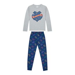 ONOMATO! 2tlg. Outfit: Schlafanzug Langarmshirt und Hose in Grau | Gr.: 134/140