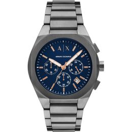 Armani Exchange Herren Chronograph "SYNC", grau, Armbanduhren, Armbanduhr, Herrenuhr, Edelstahlarmband, analog, Tag, Stoppfunktion