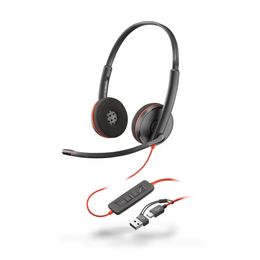 Poly On-Ear-Kopfhörer "Blackwire C3220 Stereo USB-C/A", B:18,7cm H:5,8cm T:21cm, schwarz, Kopfhörer