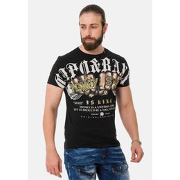 Cipo & Baxx CIPO & BAXX Herren T-Shirt "T-Shirt", schwarz, Gr. S, bedruckt, 95% Baumwolle;5% Elasthan, Shirts, mit Rundhals-Ausschnitt