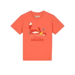watabout.kids T-Shirt 'Fuchs Kleiner Bruder' Jungen Gr&ouml;&szlig;e 110/116 beige / gelb / orange / rot