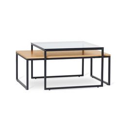 Tchibo - Zweiteiliges Couchtisch-Set - 100x60x36,5cm - schwarz - Metall / Holz / Eichenholz