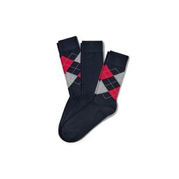 Tchibo - 3 Paar Socken - Herren - Gr. 44-46 - dunkelblau/kariert