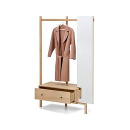 Tchibo - Garderobe mit Spiegel - 116x45,5x180cm - schwarz - Eichenholz / Holz / Echtholzfurnier