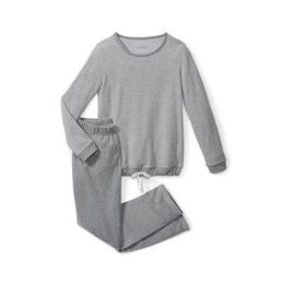 Tchibo - Nicki-Pyjama - Damen - Gr. L - grau/gestreift