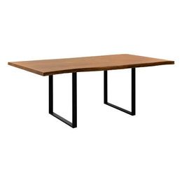 Eglo Tisch akazie hell - 200x100x76cm - schwarz - Akazienholz / Metall