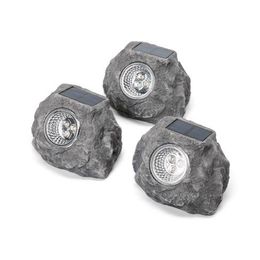 Tchibo - 3 Solar-LED-Steine - 15x11x10cm - grau - Polyresin
