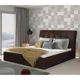 Pharao24.de Doppelbett Polsterbett in Dunkelbraun aus Kunstleder