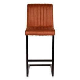 Pharao24.de Tresenstuhl in Cognac Braun und Schwarz Microfaser Bezug (2er Set)