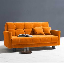 Pharao24.de Design Sofa in Gelb Flachgewebe Schlaffunktion