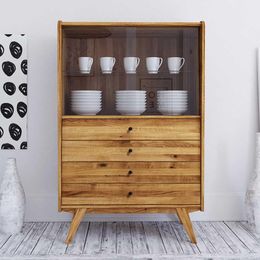 Pharao24.de Standvitrine aus Wildeiche Massivholz 100 cm breit
