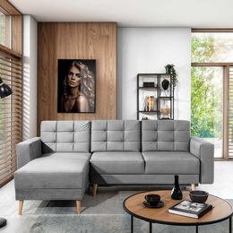 Pharao24.de Ecksofa Sofaecke mit Schlaffunktion in Hellgrau