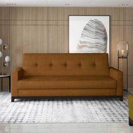 Pharao24.de Sofa Dreisitzer Sofa in Senfgelb mit Punktsteppungen