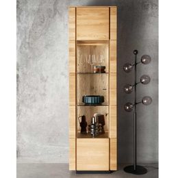Pharao24.de Wohnzimmer Vitrinenschrank aus Wildeiche Massivholz LED Beleuchtung