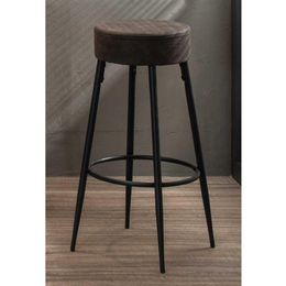 Pharao24.de Design Barhocker in Dunkelgrau und Schwarz rund (2er Set)