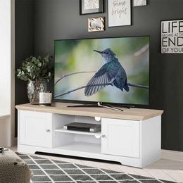 Pharao24.de Fernsehmöbel in Weiß und Eichefarben Landhausstil