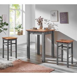 Pharao24.de Bartisch mit 2 Hockern aus Kiefer Massivholz Landhausstil (dreiteilig)
